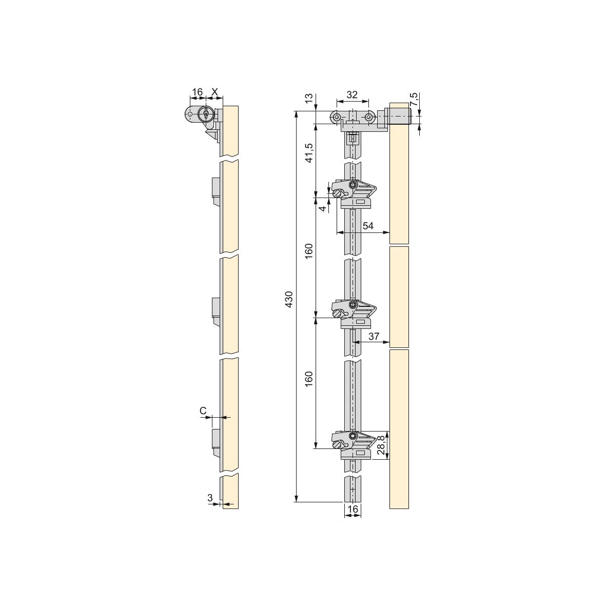 Shufër metalike për çelës, 3 sirtarë - HR Plus