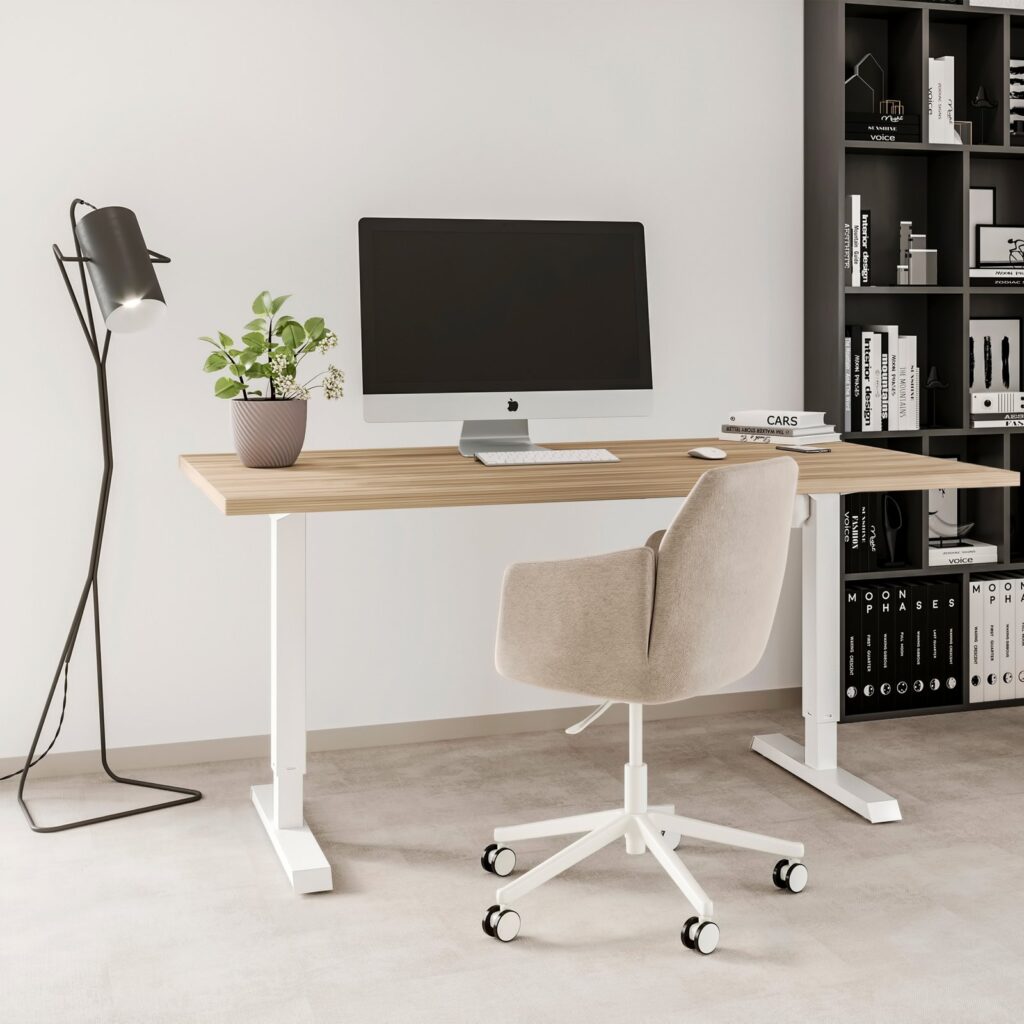 Lift Table motorised height-adjustable table, Steel, White painted - HR ...