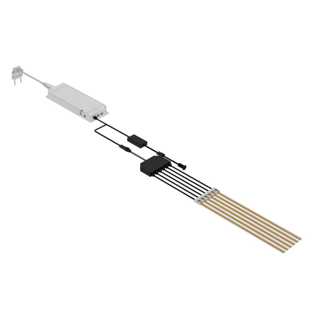 Distribution cable with 6 outlets and one inlet with MINILED (12V DC ...